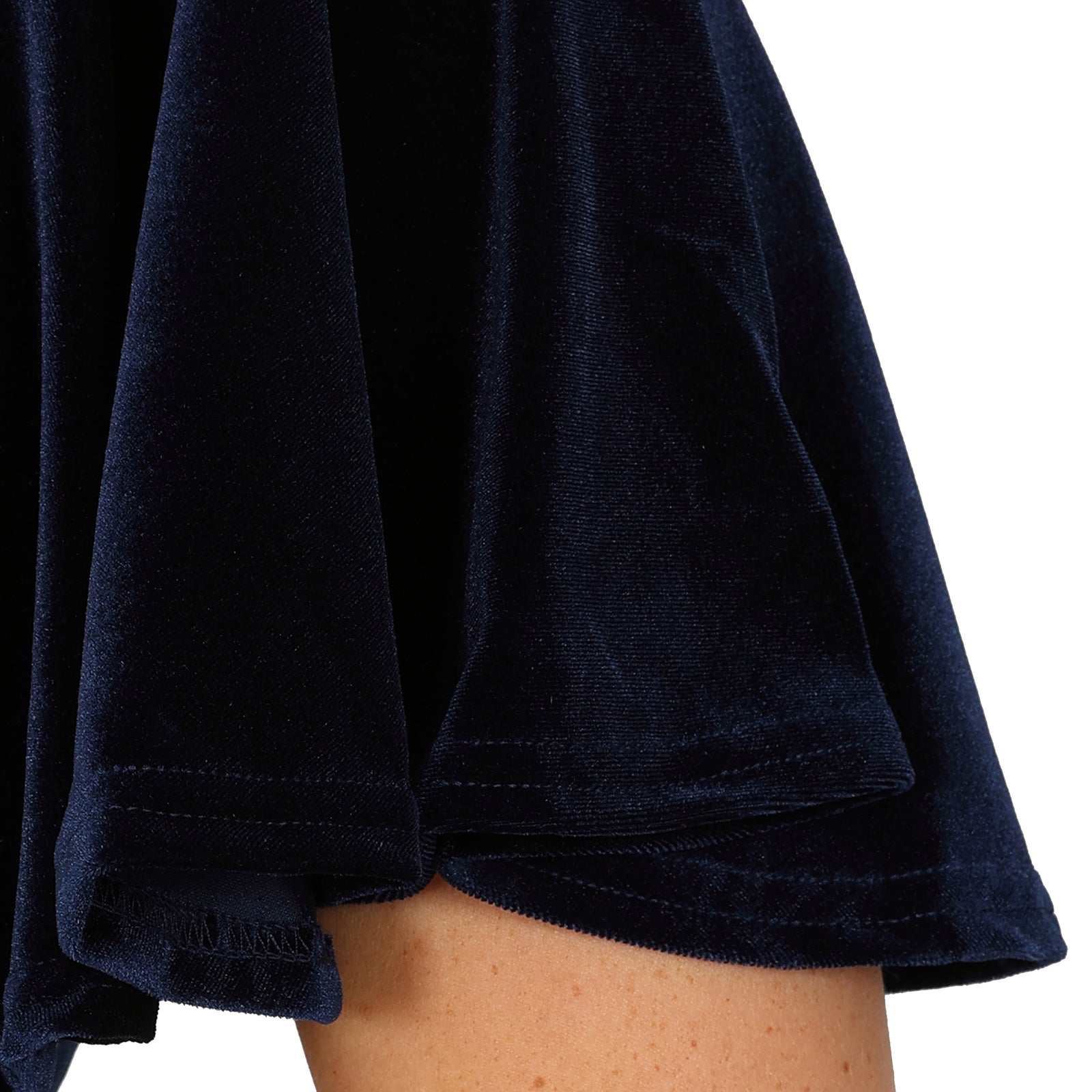 Navy Blue Velour Waterfall Sleeve Crossover Wrap Effect Swing Dress ...